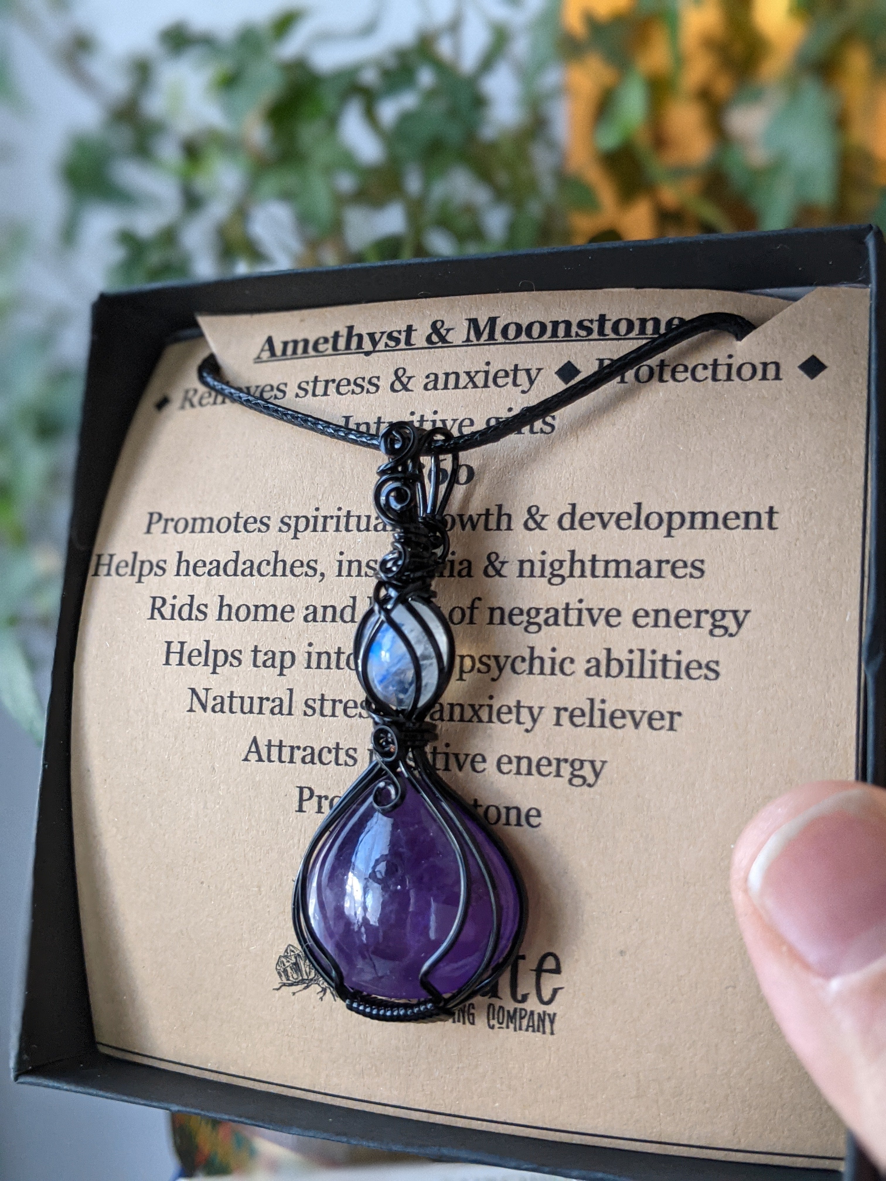 Wire Wrapped Amethyst & Moonstone Pendant – Resonate Trading Company